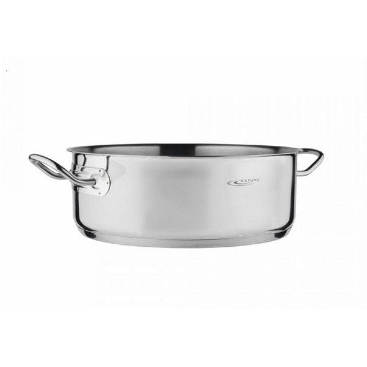 Кастрюля нерж 6.0Л общепит низкая Б/крышки D=28СМ, H-10СМ ТРС катунь