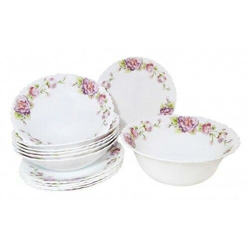 Набор стеклокерамика столовый 13ПР английская роза (ТАР19СМ-6ШТ, МИС19СМ-6ШТ, САЛ20.5СМ-1ШТ) МФК