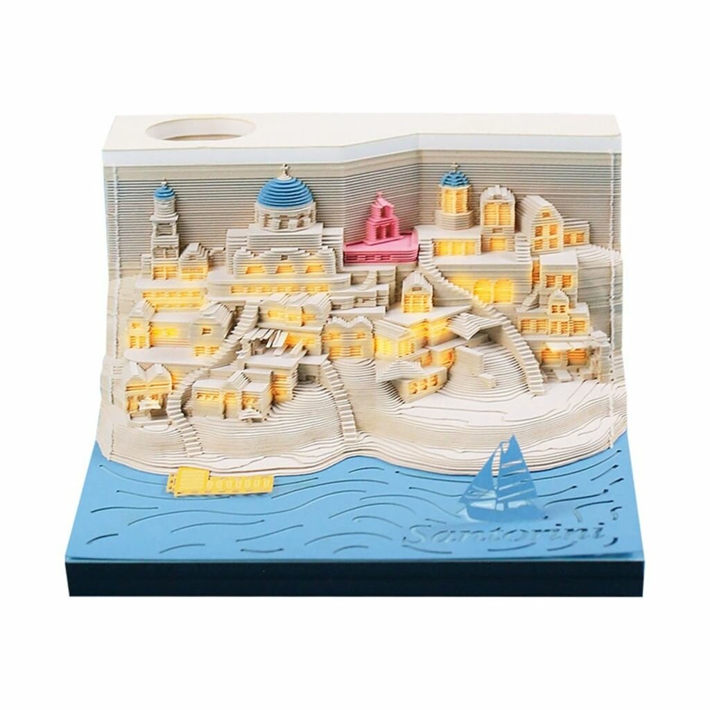 Календарь для Вырезания из бумаги на 2026 год, 3d Стереофонический Блокнот-Santorini