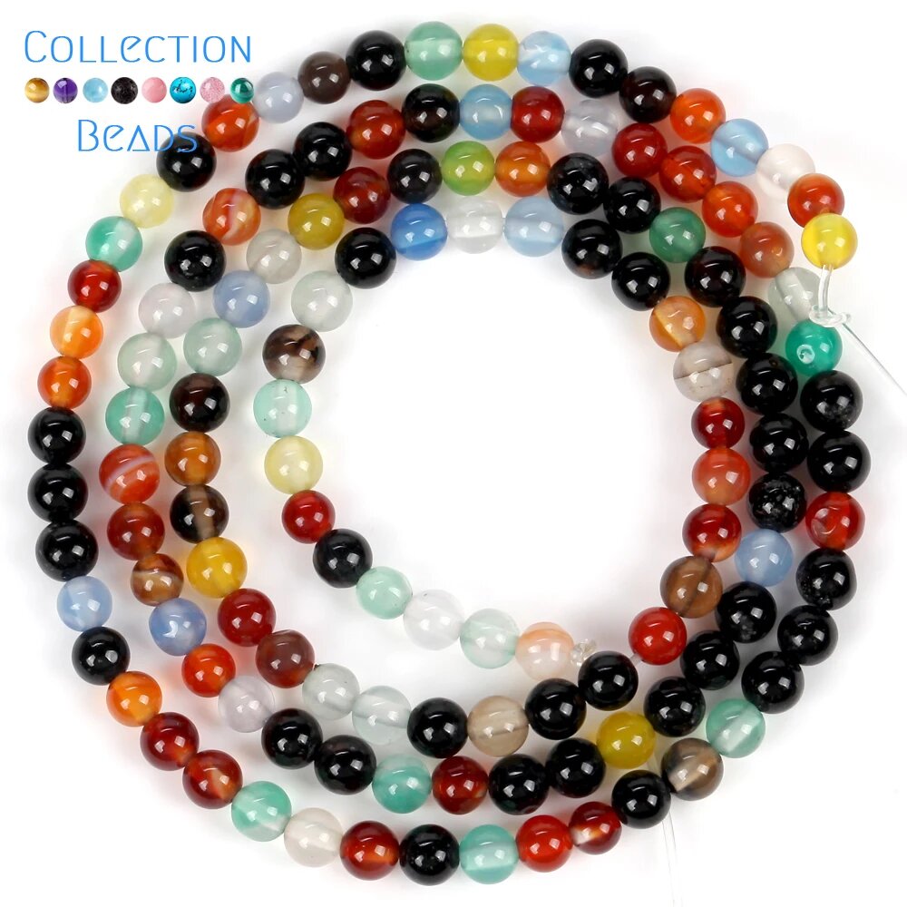 Бусины из натуральных камней 2мм, 3мм, 4мм 3mm 115-120pcs, Colorful Agate