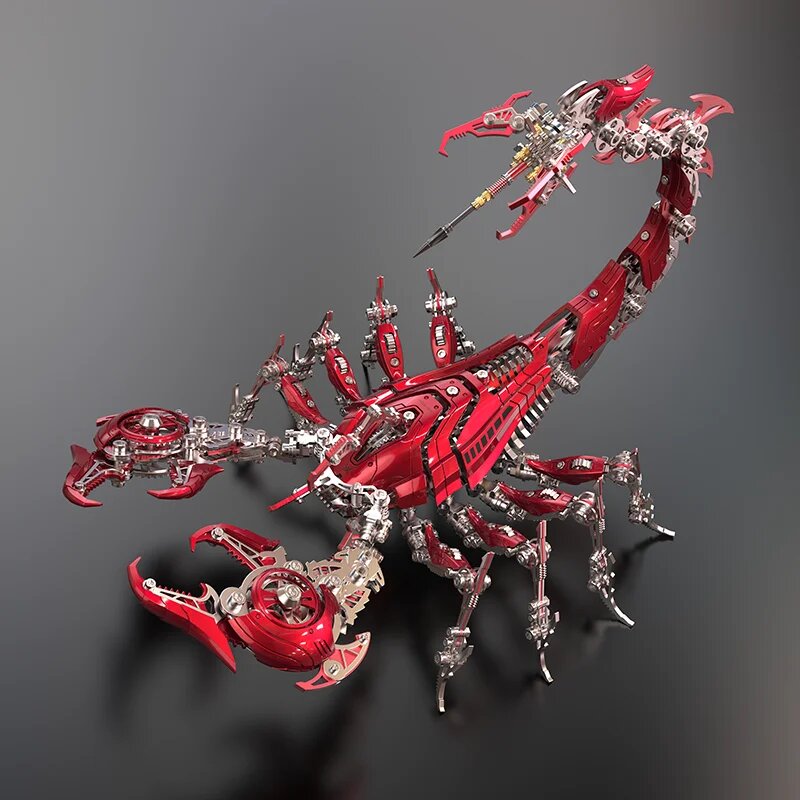 Механический скорпион, модель из нержавеющей стали, red