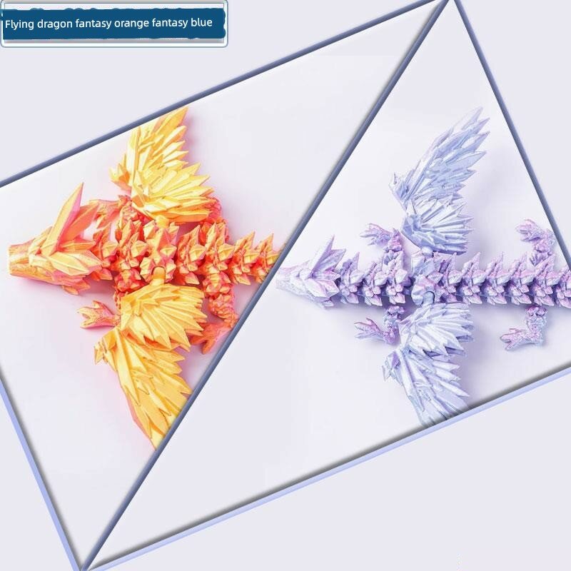 Набор дракона с 2 цветами: лазерный красный, мечтательный синий, 3D-печать PLA, детская игрушка