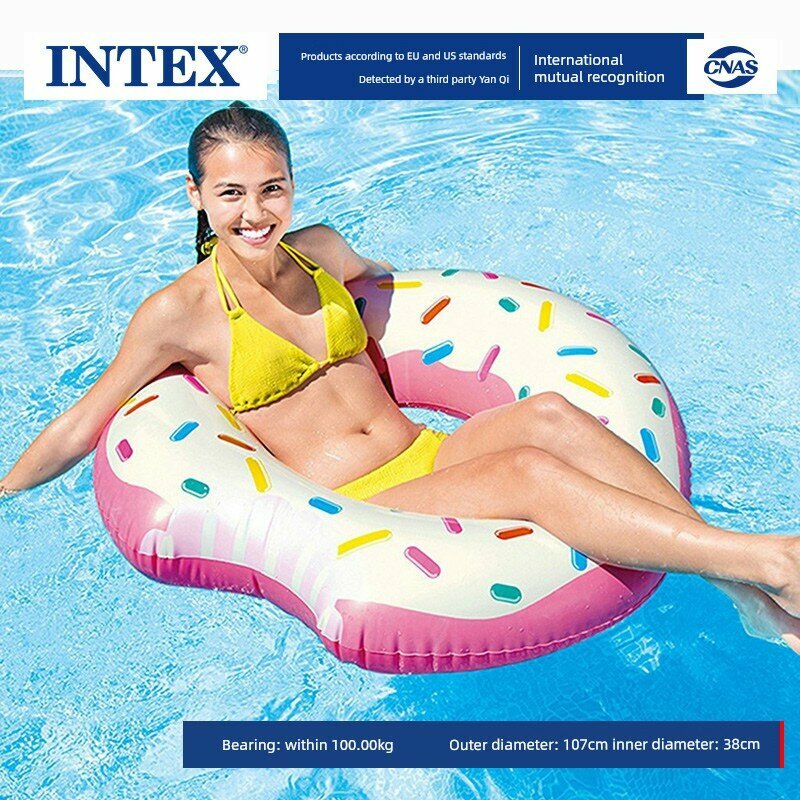 INTEX Надувной круг-пончик для веса до 100 кг (200 фунтов) - Классический круглый дизайн