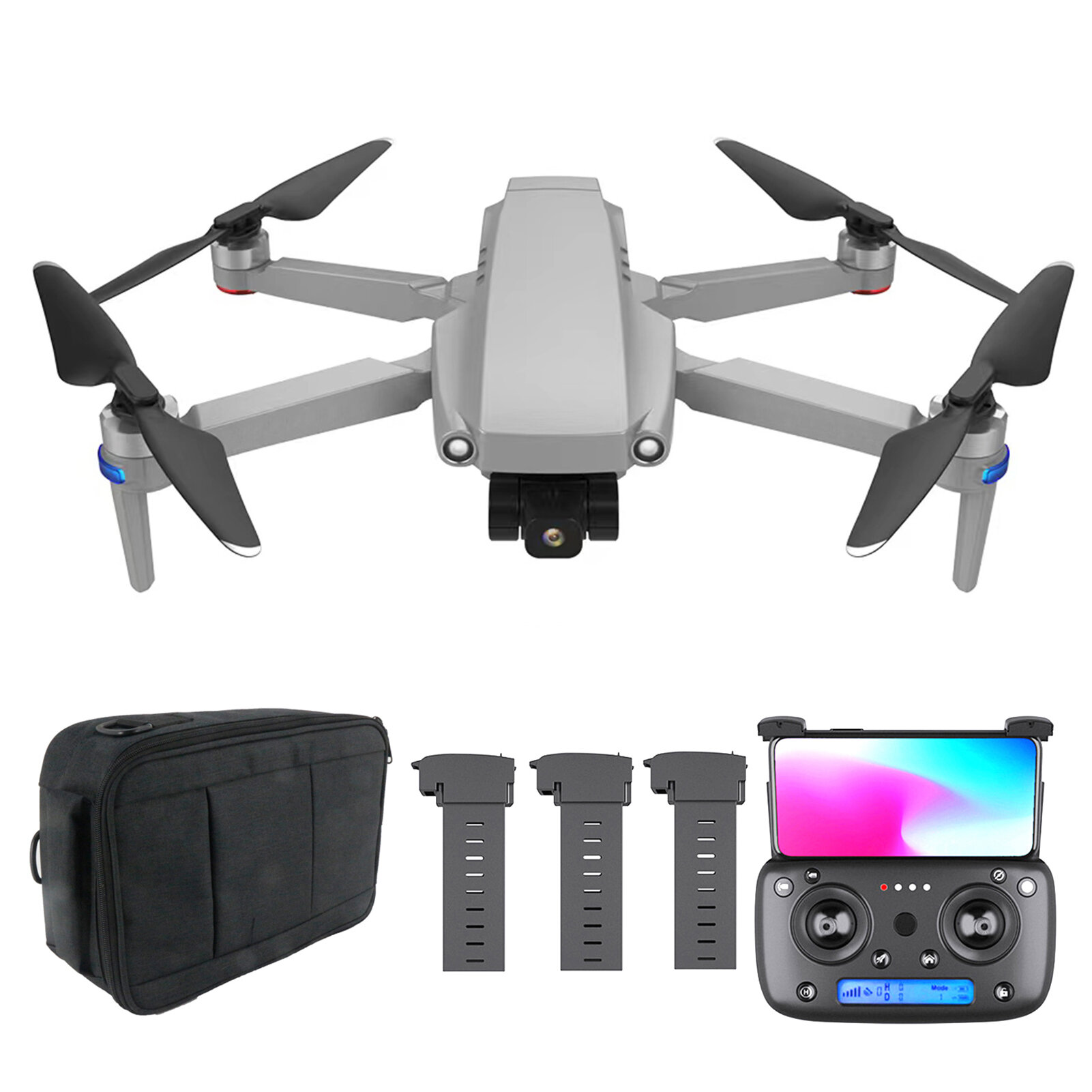 БПЛА с камерой 4K 5G Wifi 3-осевой штатив Время полета 35 мин Бесшумный квадрокоптер Follow Me Fly Around с сумкой для хранения 3 батарейки