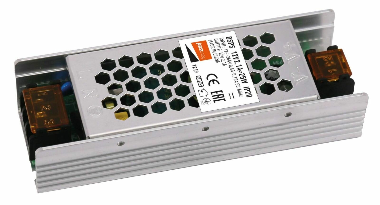 Драйвер светодиодный Jazzway мощность 25 Вт, выходное напряжение 12В DC, степень защиты IP20