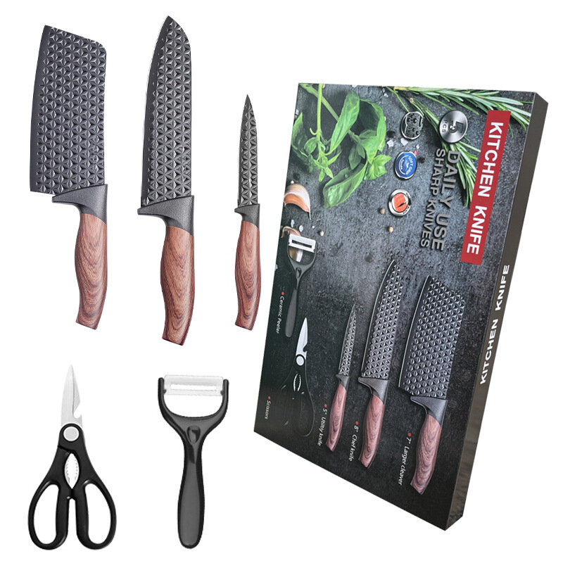 Самый продаваемый набор кухонных ножей для домашнего использования, нож для нарезки и разделки мяса, подарочная покупка, набор из пяти ножей, оптовая продажа, эксклюзивно для трансграничных продаж.