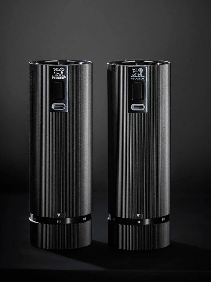 Набор мельниц Peugeot "Night Electric", для соли и перца, алюминий, черный, 15 см