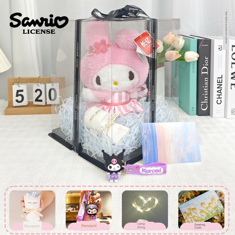 Плюшевая игрушка My Melody с цветочным рисунком (сакура) в элегантной подарочной упаковке, официально лицензированная