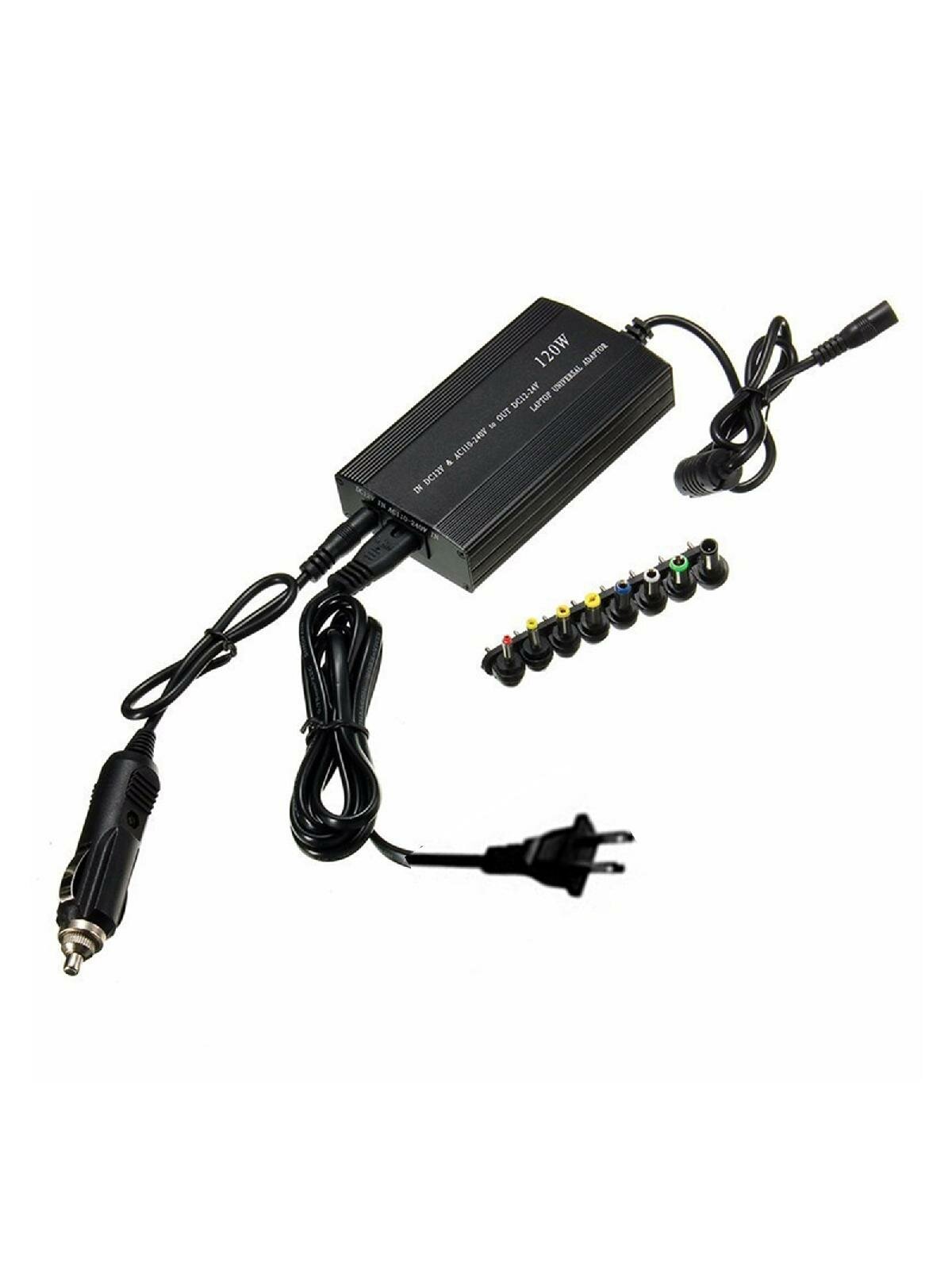 Универсальное зарядное устройство для ноутбуков мощностью 120 Вт для автомобиля и дома с регулируемым напряжением