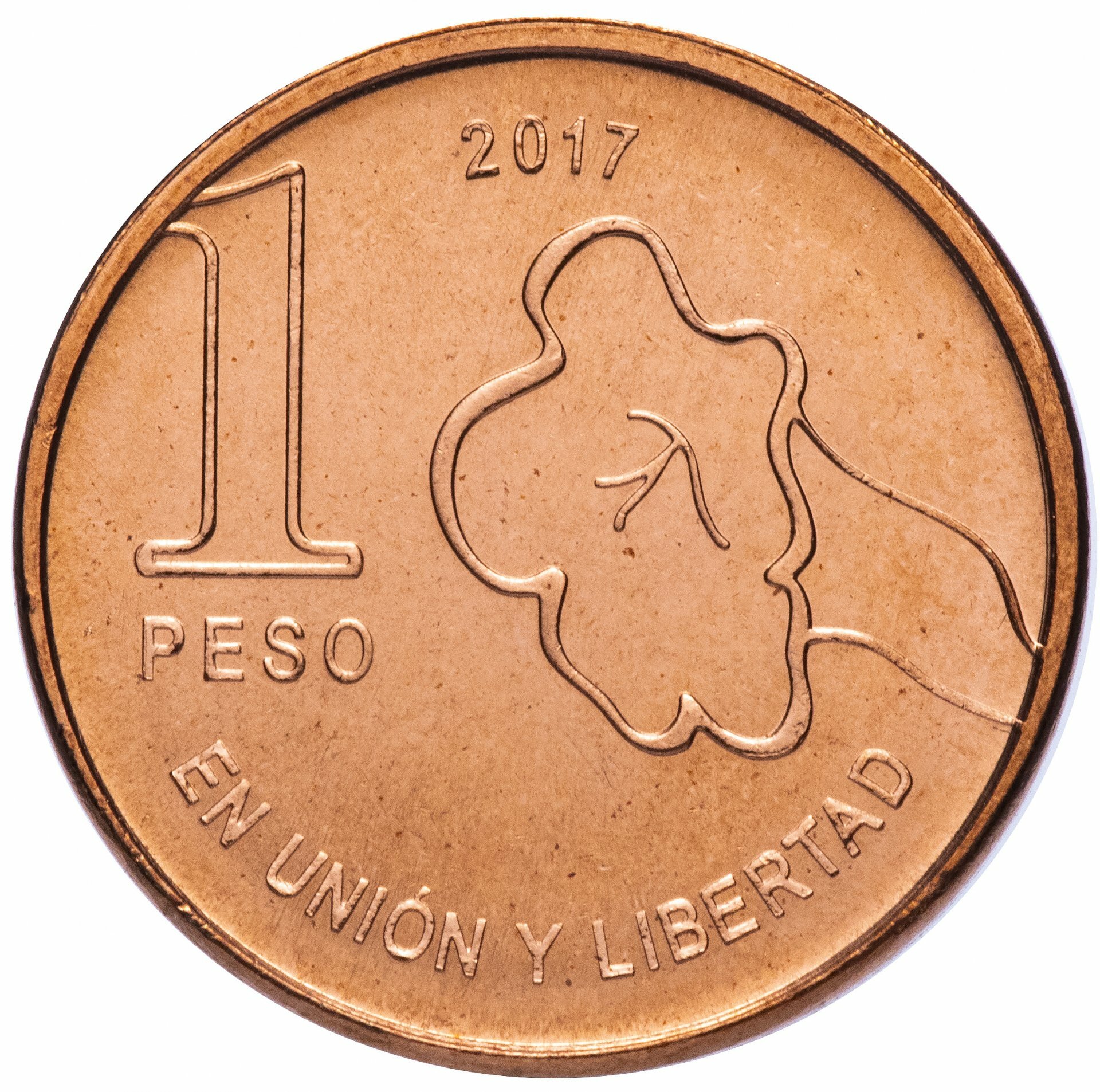 Аргентина 1 песо peso 2017, Сталь, в сохранности UNC