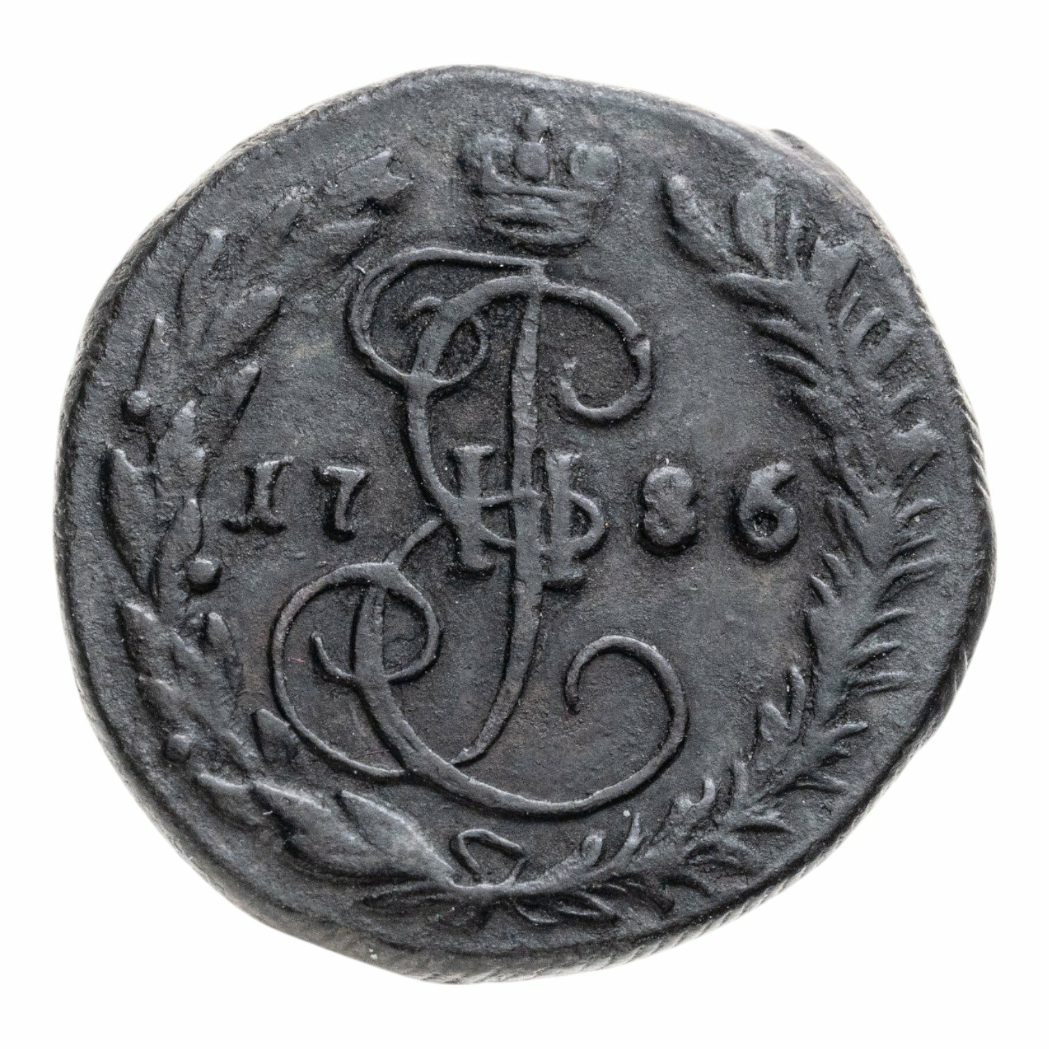 Денга 1786 КМ, Медь, в сохранности XF