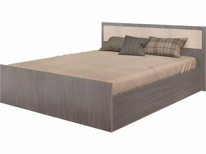 Кровать полутораспальная, из ЛДСП, 1200х2000, (Ясень шимо темный / светлый)