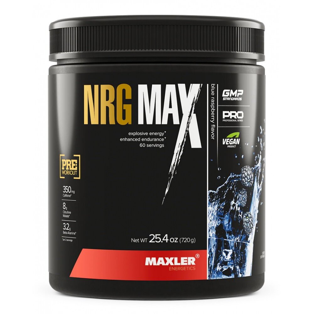 Предтреник Maxler USA NRG Max, 720 г / 60 порций, Вкус Fruit Punch / Фруктовый Пунш