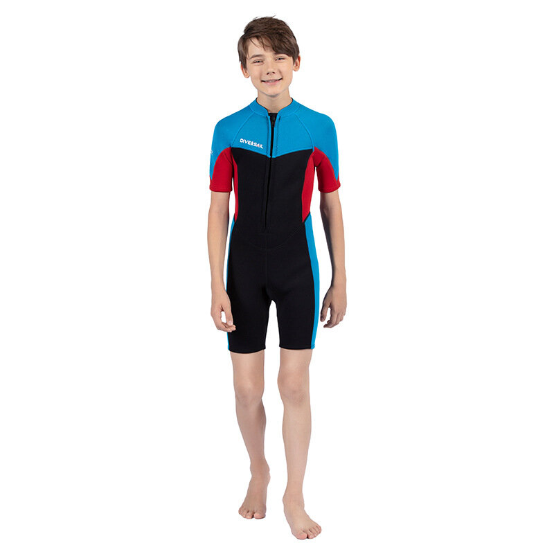 Горячая распродажаНовый молодежный гидрокостюм 2.5 мм, цельный, с коротким рукавом, детский гидрокостюм, теплый, защита от солнца, для серфинга, костюм для медуз