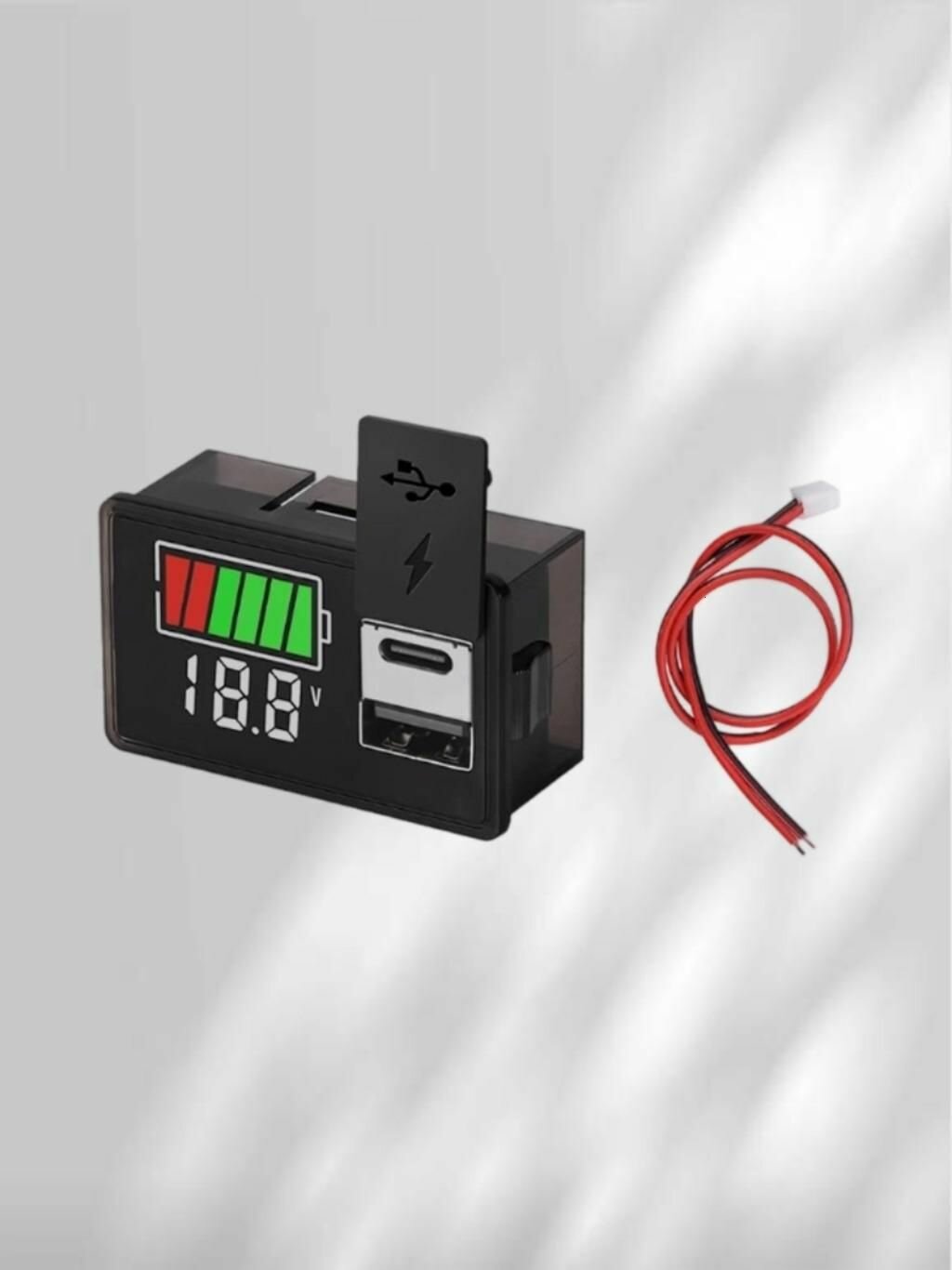 Цифровой вольтметр USB-C для авто и мотоциклов, Белый - Модернизированный стиль