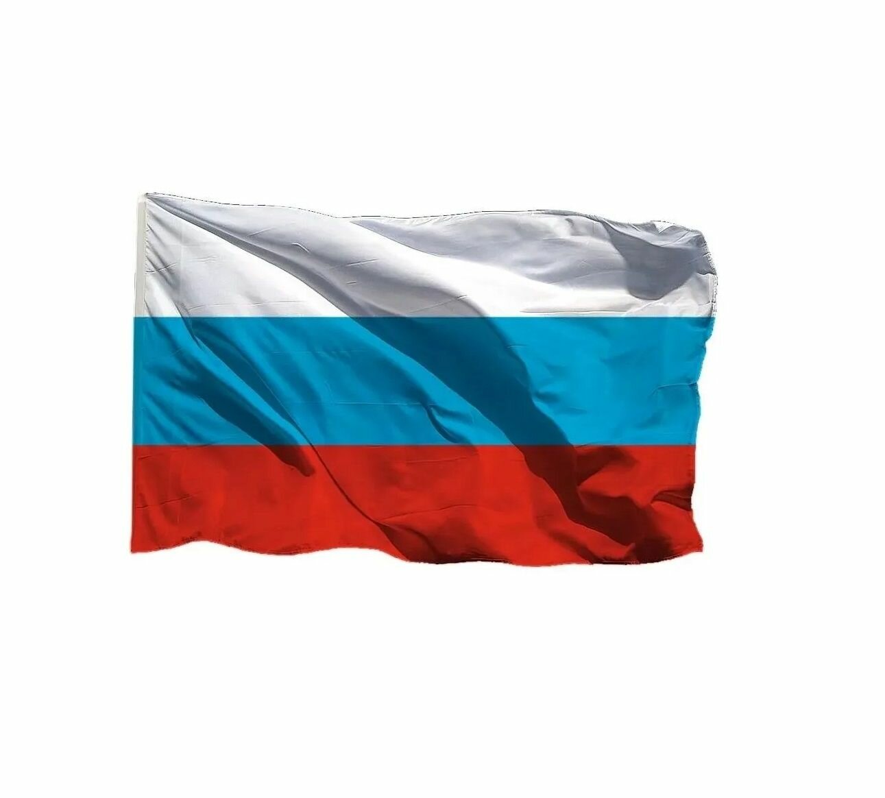 Двухсторонний флаг России 1991-1993 годов (1:2, бело лазуревый алый), 100х200 см на блэкауте для ручного древка