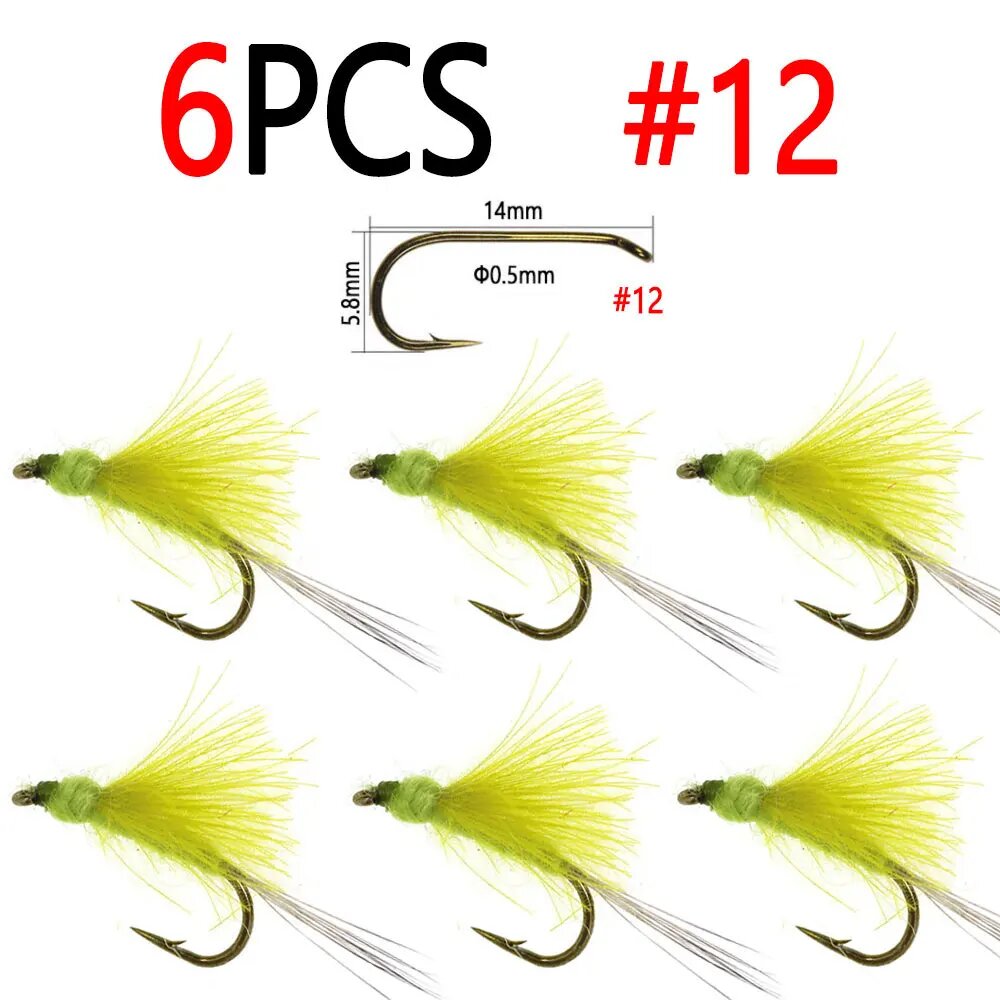 Bimoo Мушки для ловли рыбы CDC Feather Wing Mayfly 6 шт. #12 #14 #16