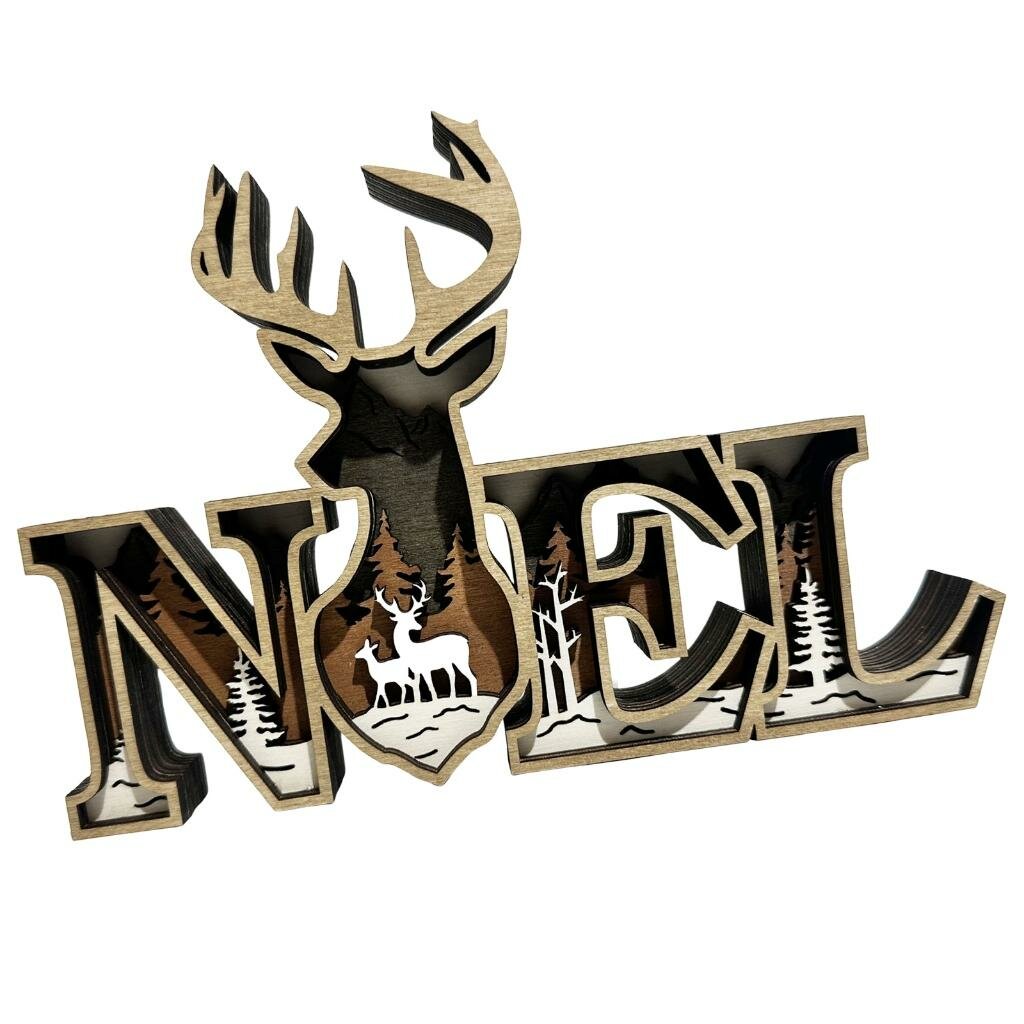 Деревянный рождественский декор «Олень и «Noel», Без весов