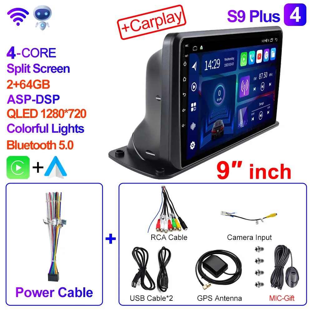 CAIXI 9/10 дюймовый Carplay Android автомобильный радиоприемник мультимедийная 9-S9 Plus(2-64G)-0