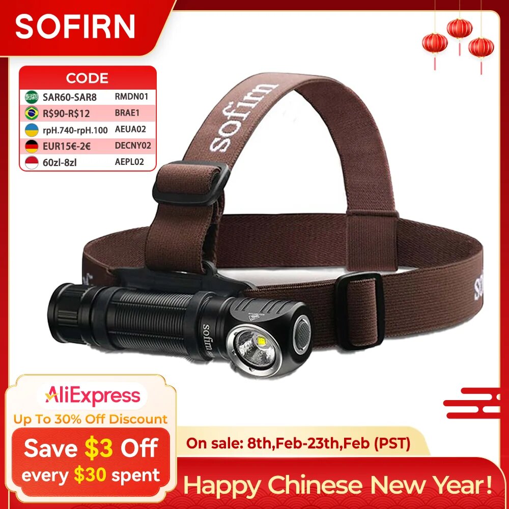 Sofirn HS40 USB C налобный фонарь 2000 лм 6000-6500K