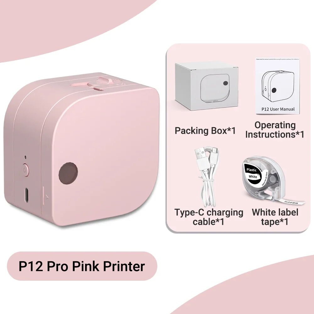 Термопринтер для этикеток MarkDomain P12 Pro Pink