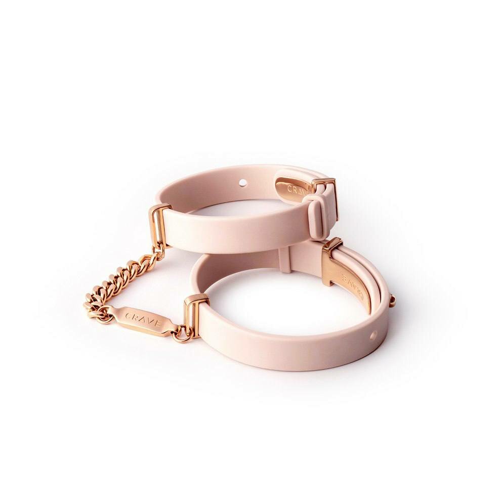Браслет-наручники Crave ID CUFFS, розовый силикон, розовая фурнитура