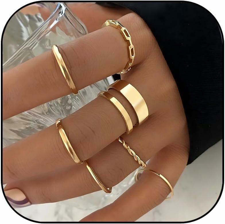 Женский набор золотых колец на фаланги пальцев, стильные кольца для ношения в несколько рядов, изысканные и милые открытые кольца на средний палец, набор разных размеров, украшения в богемном стиле.