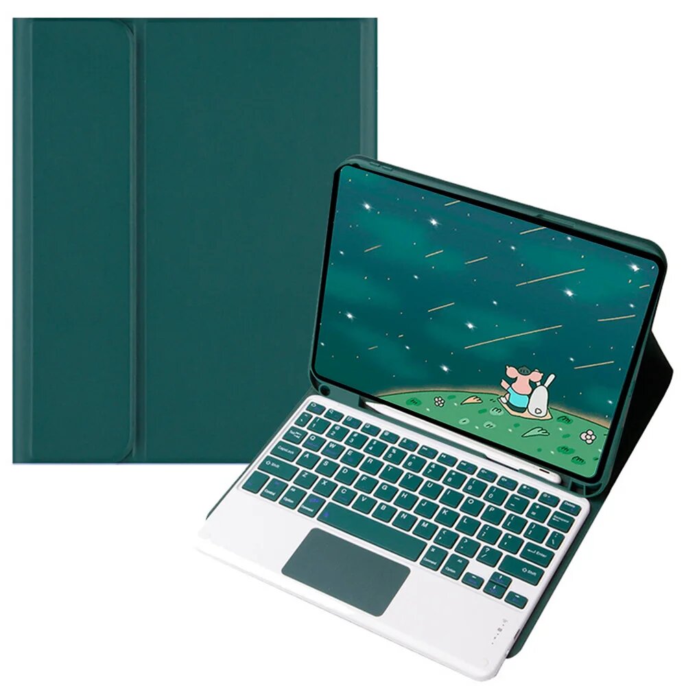 Кожаный чехол с Bluetooth-клавиатурой qukam для Samsung Galaxy Tab A9 Plus Hebrew keyboard, Set 2