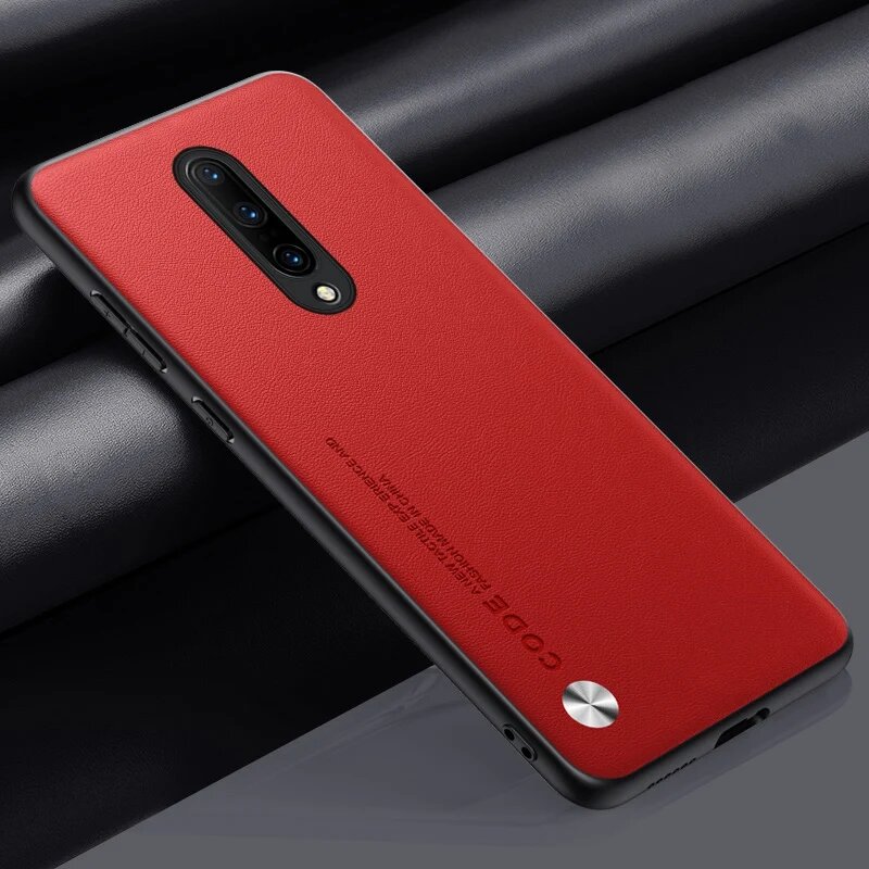 Красный чехол для OnePlus 7 Pro из искусственной кожи