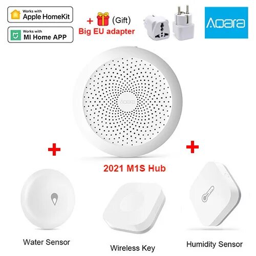 Aqara M1S Hub Gateway Комплекты умного дома Zigbee Датчики температуры, двери, движения, дыма Удаленный контроль Работает с приложением Xiaomi HomeKit-4 в 1, как на картинке HWW