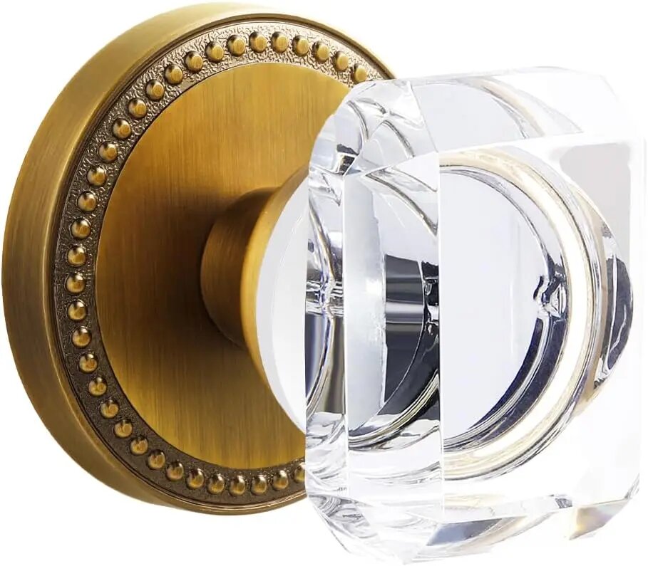 Антикварные латунные дверные ручки Mandodle Dummy-Yellow bronze