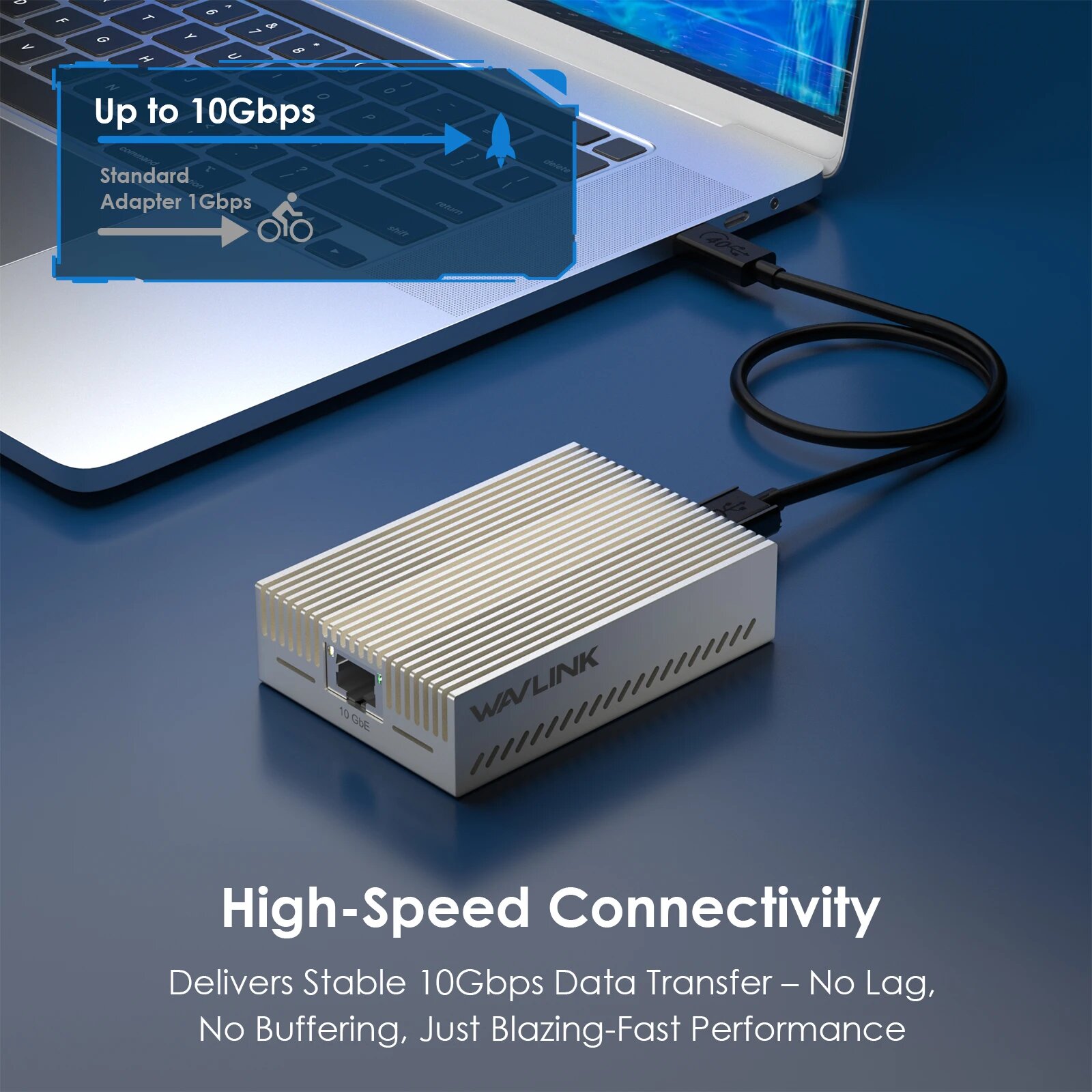 WAVLINK 10G Ethernet USB-C адаптер, серебристый