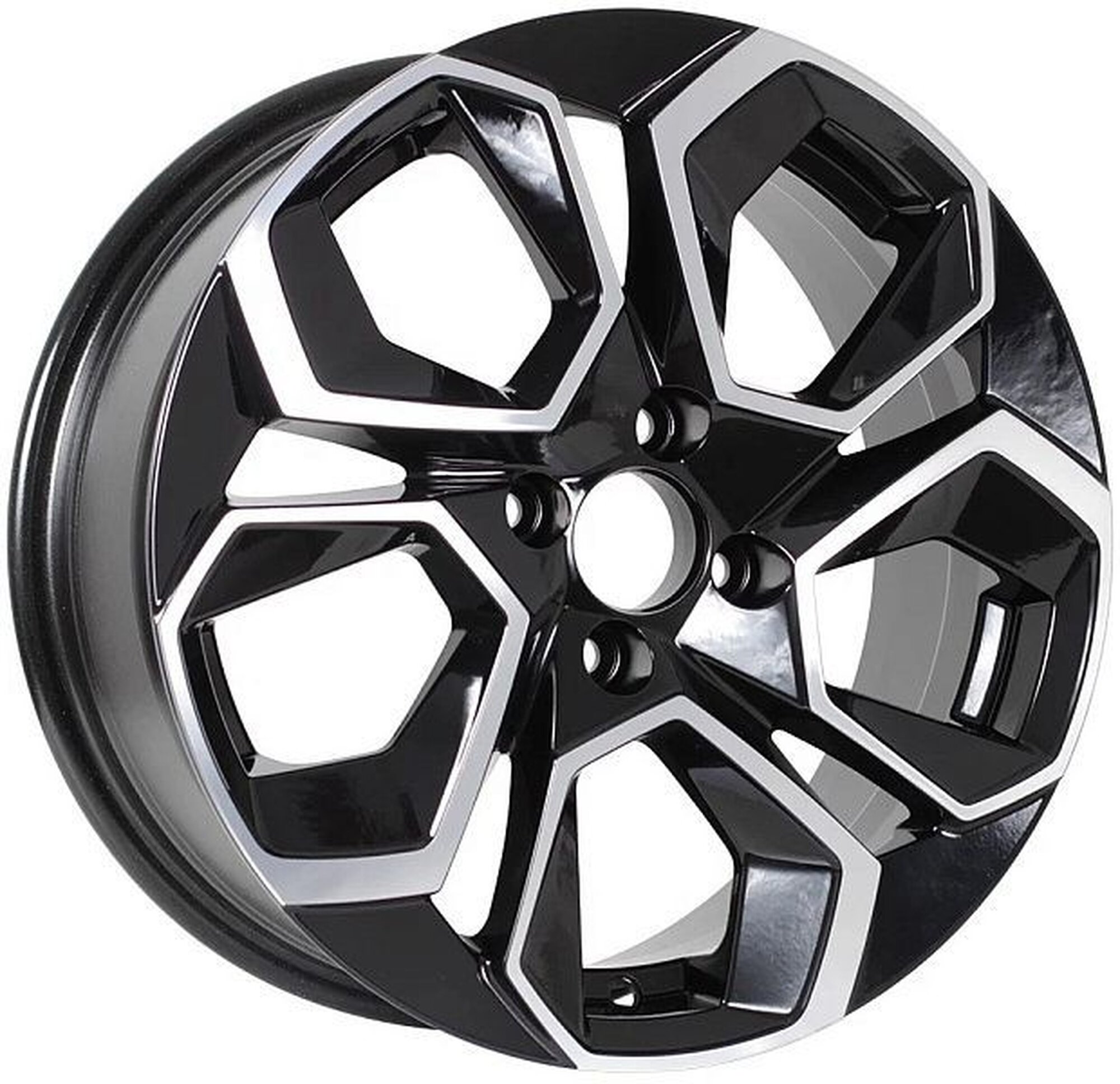 Колесный литой диск KDW KD1620 R16x6.5 4x100 ET45 CB60.1 Black_Front_Polished