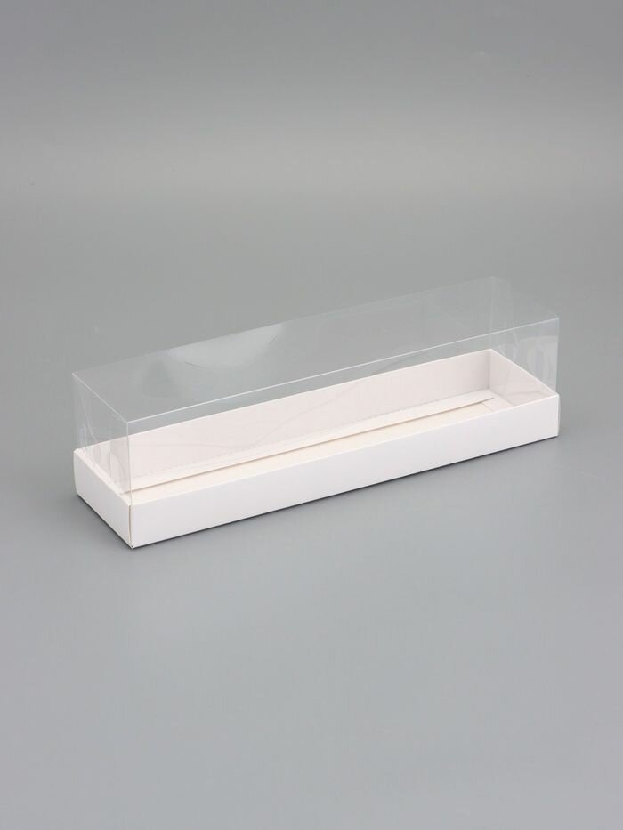 Кондитерская коробка под рулет, белая, с прозрачной крышкой, 30 8 8 см