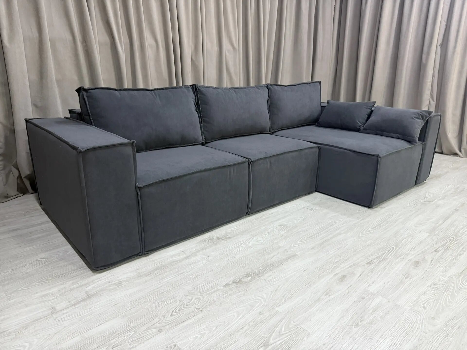 POOH Диван-кровать угловой Лофт(Норд ) velour Grafit, 292х156х88см еврокнижка Правый