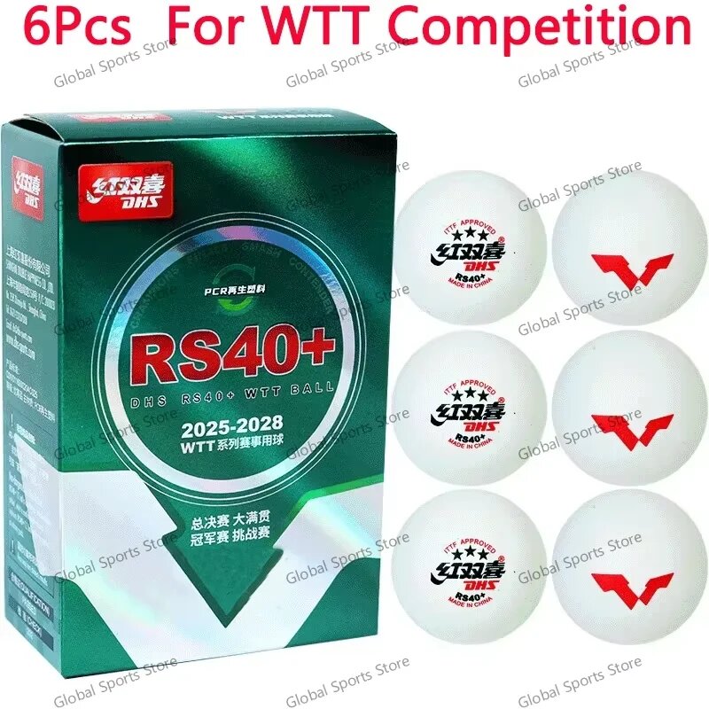 Мячи для настольного тенниса DHS WTT RS40+ 3 звезды, 6 шт