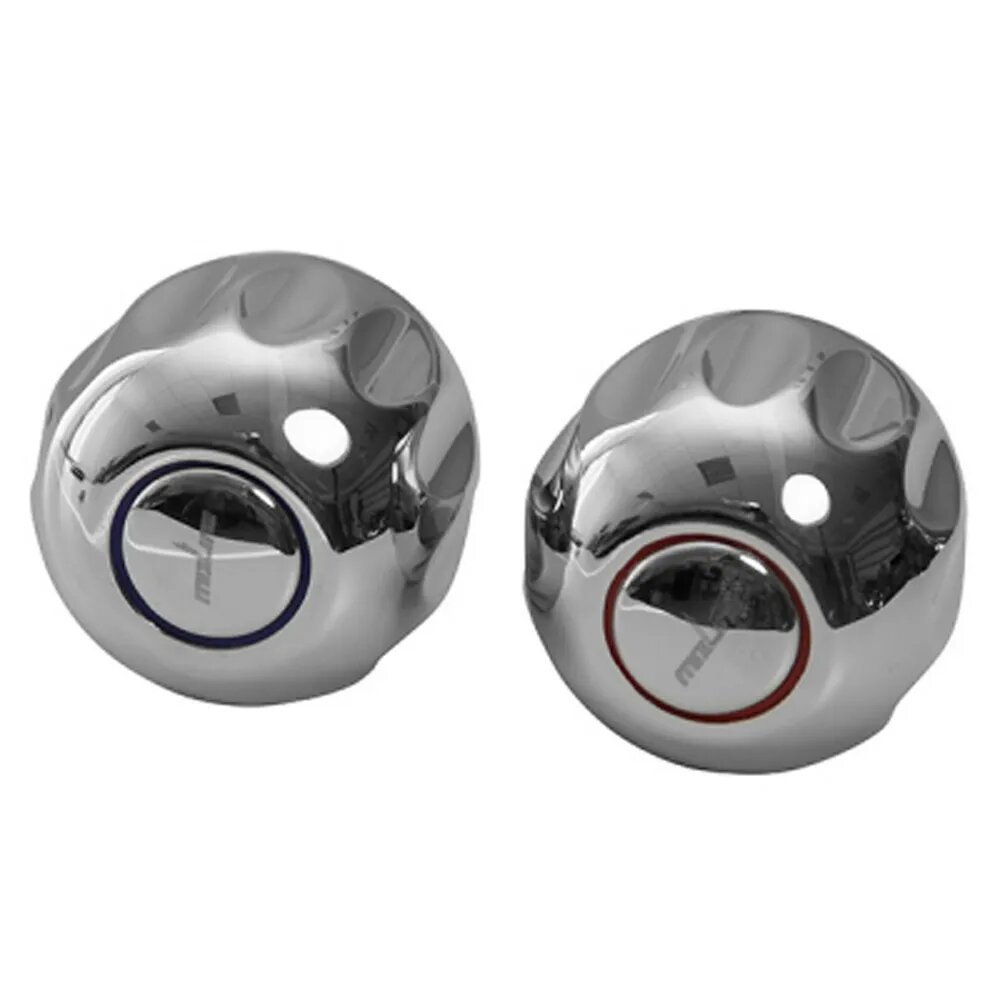 Маховик (ручка для смесителя), круглый, хромированный, пара в блистере, 24 шлица