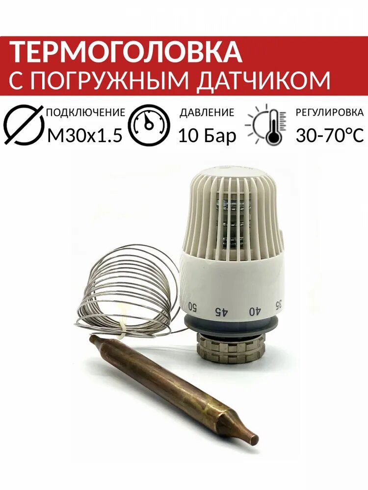 Термоголовка с выносным погружным датчиком ZEISSLER, (30-70С), M30х1.5