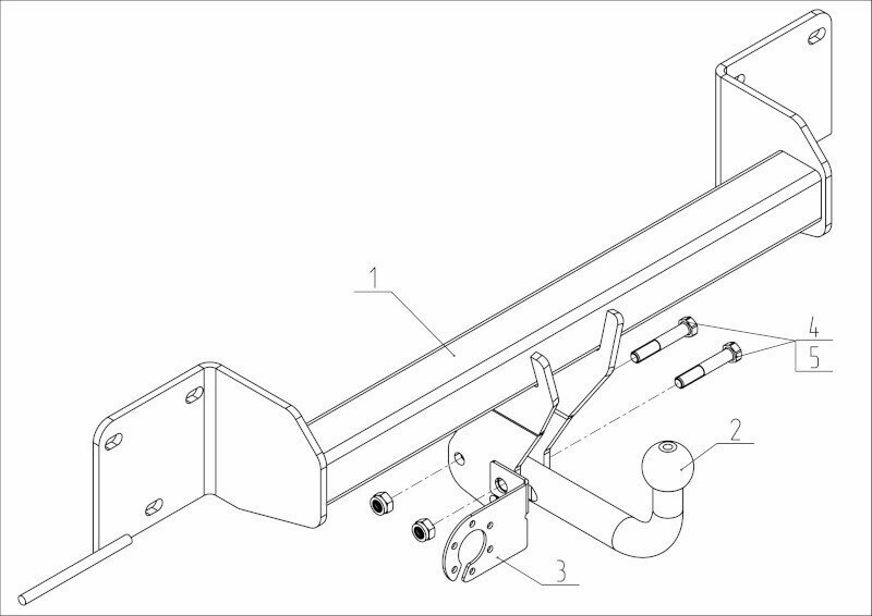 Фаркоп на BMW X1 E84 2009-2015 без выреза бампера. Тип шара: A. Нагрузки: 1600/75 кг, BM 04