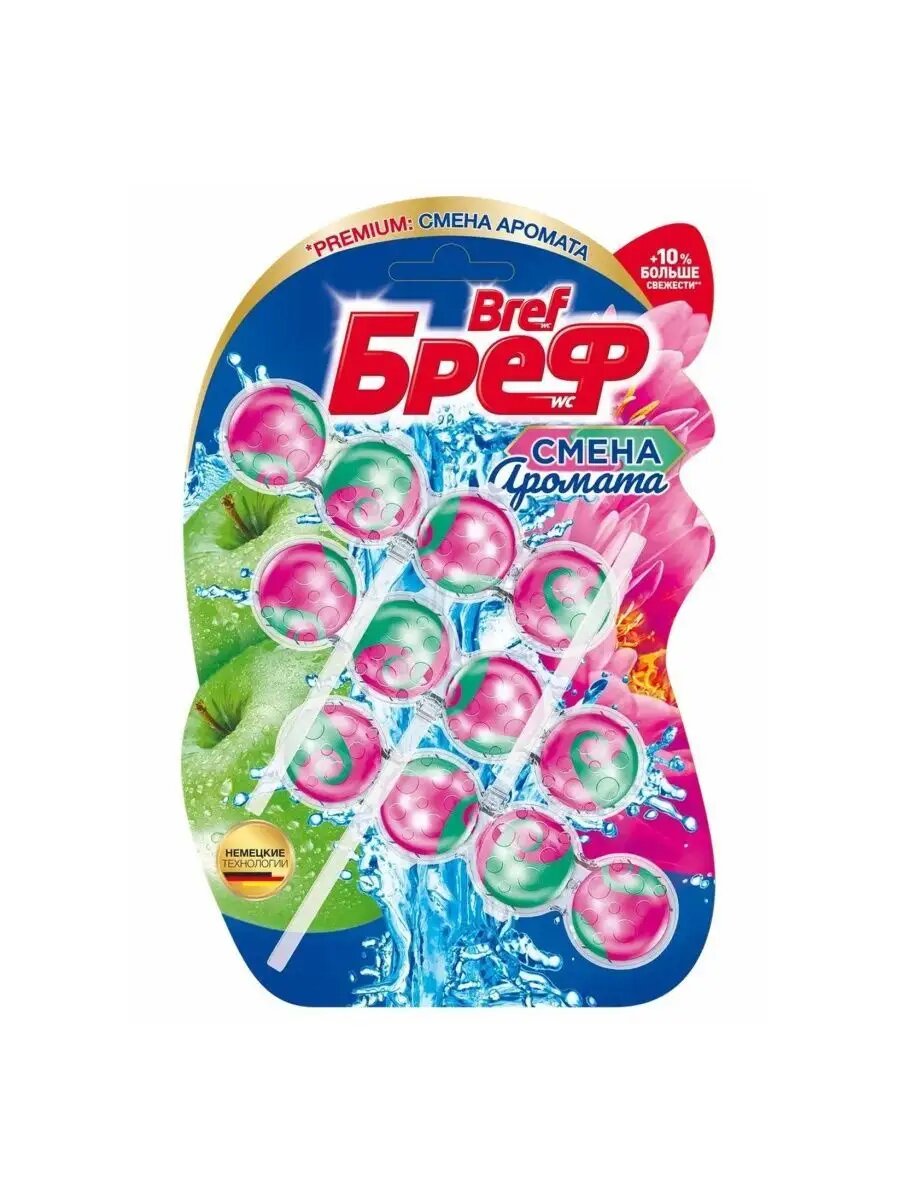 Блок Bref Perfume Switch яблоко-лотос для туалета 50 г x 3 ш