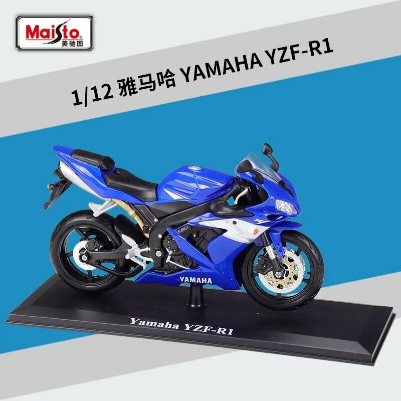 Maisto 1:12 Yamaha YZF-R1 Синий Сплавная модель мотоцикла для коллекции