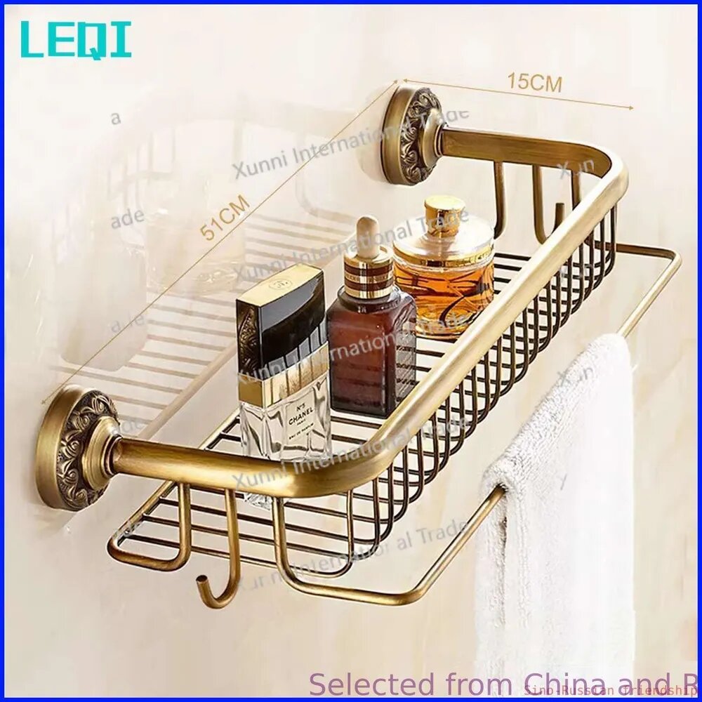 Полка LEQI для ванной комнаты, латунь, цвет бронза, 15х51.10х8 см, настенная