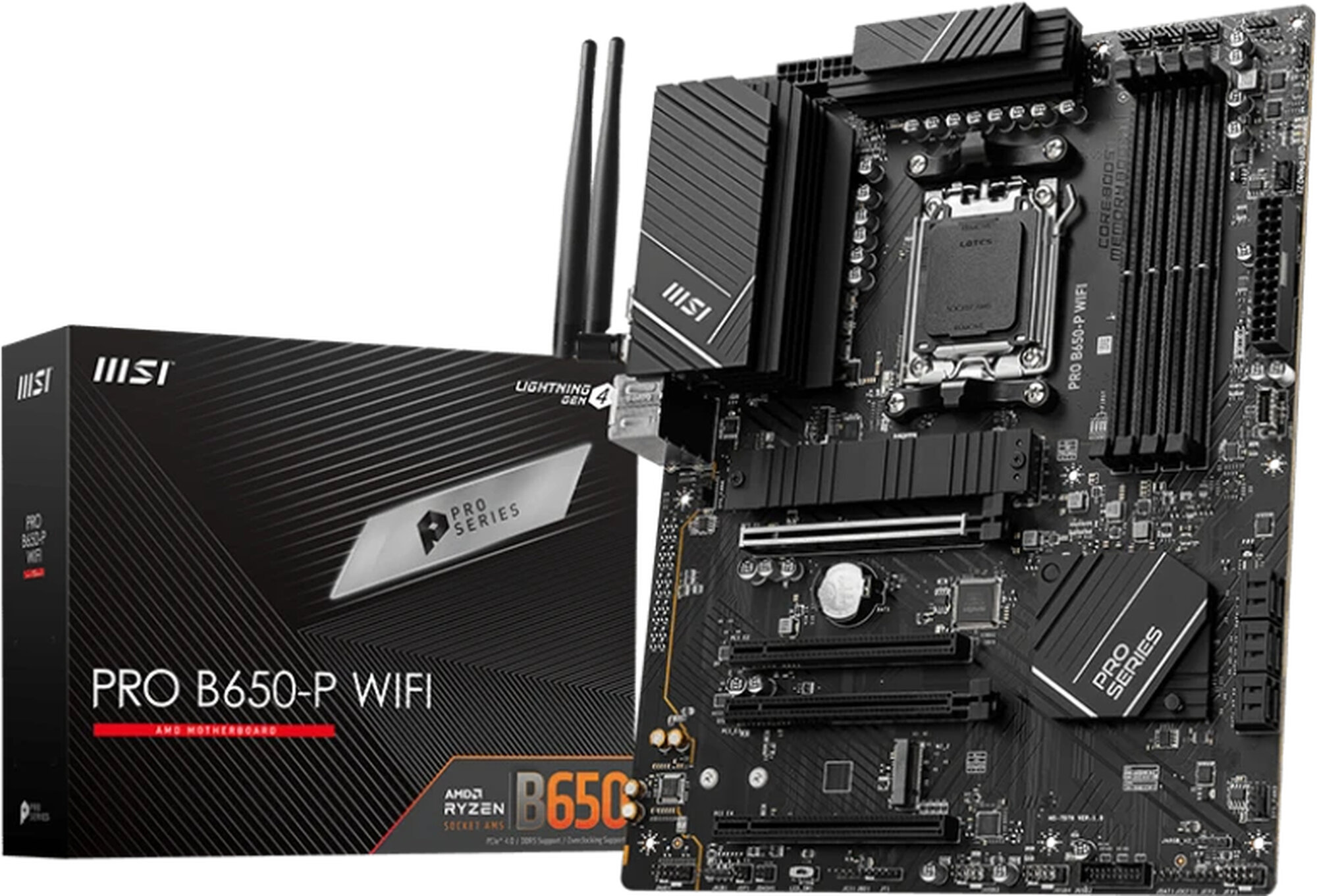 Материнская плата MSI PRO B650-P WIFI (Socket AM5/AMD B650/4xDDR5/4xPCI-Ex16/2xM.2/SB7.1/Wi-Fi/BT/GLAN/DP/HDMI/ATX)