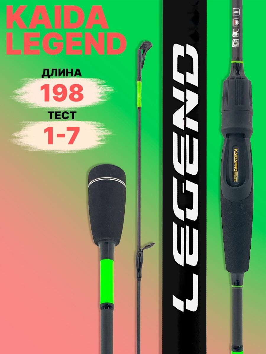 Спиннинг штекерный Kaida Legend Spinning Carbon тест 01-07гр 1,98м