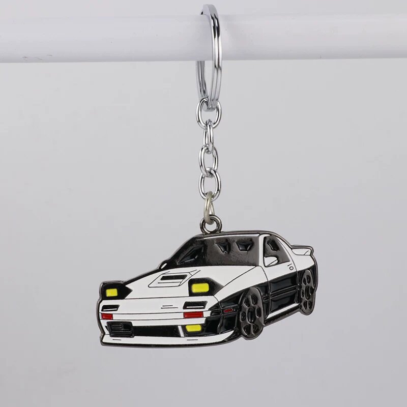 Металлический брелок для ключей с дизайном из Initial D AE86 и Mazda RX-7, JDM стиль, черный автомобильный аксессуар