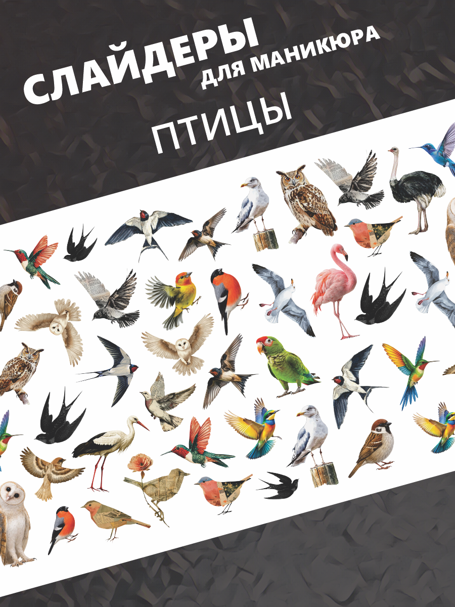 Наклейки слайдеры для ногтей Птицы природа