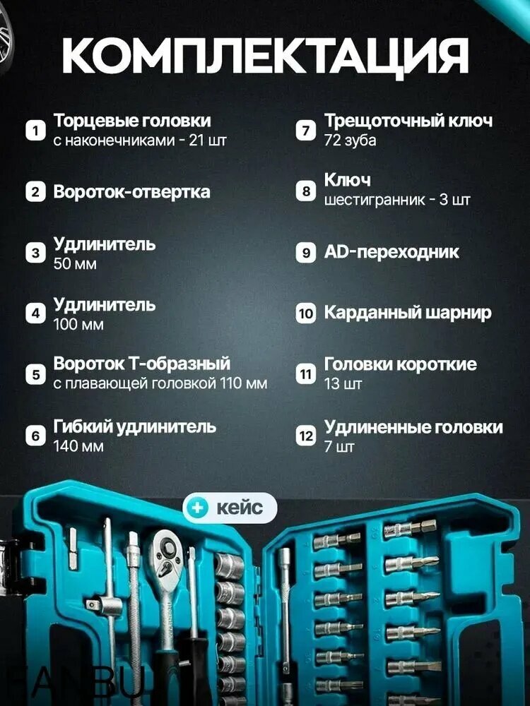Набор инструментов для автомобиля 53 предмета — фото 1