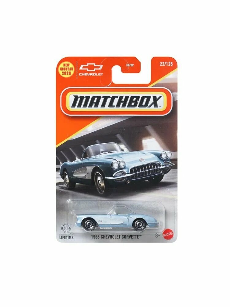 Машинка Matchbox Toys 1:64 Scale Die-Cast Basic Car 30782 1958 Chevrolet Corvette