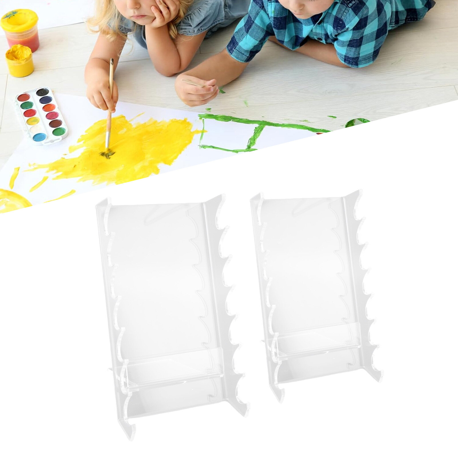 2PCS Подставка для косметических кистей для ваниты Акриловая Стойка для отображения ручек Подставка Раскладка для сушки косметических кистей для фарфоровых кистей Аксессуары для стола Размер 16.1x8.6x11.2cm Вес 226.00g