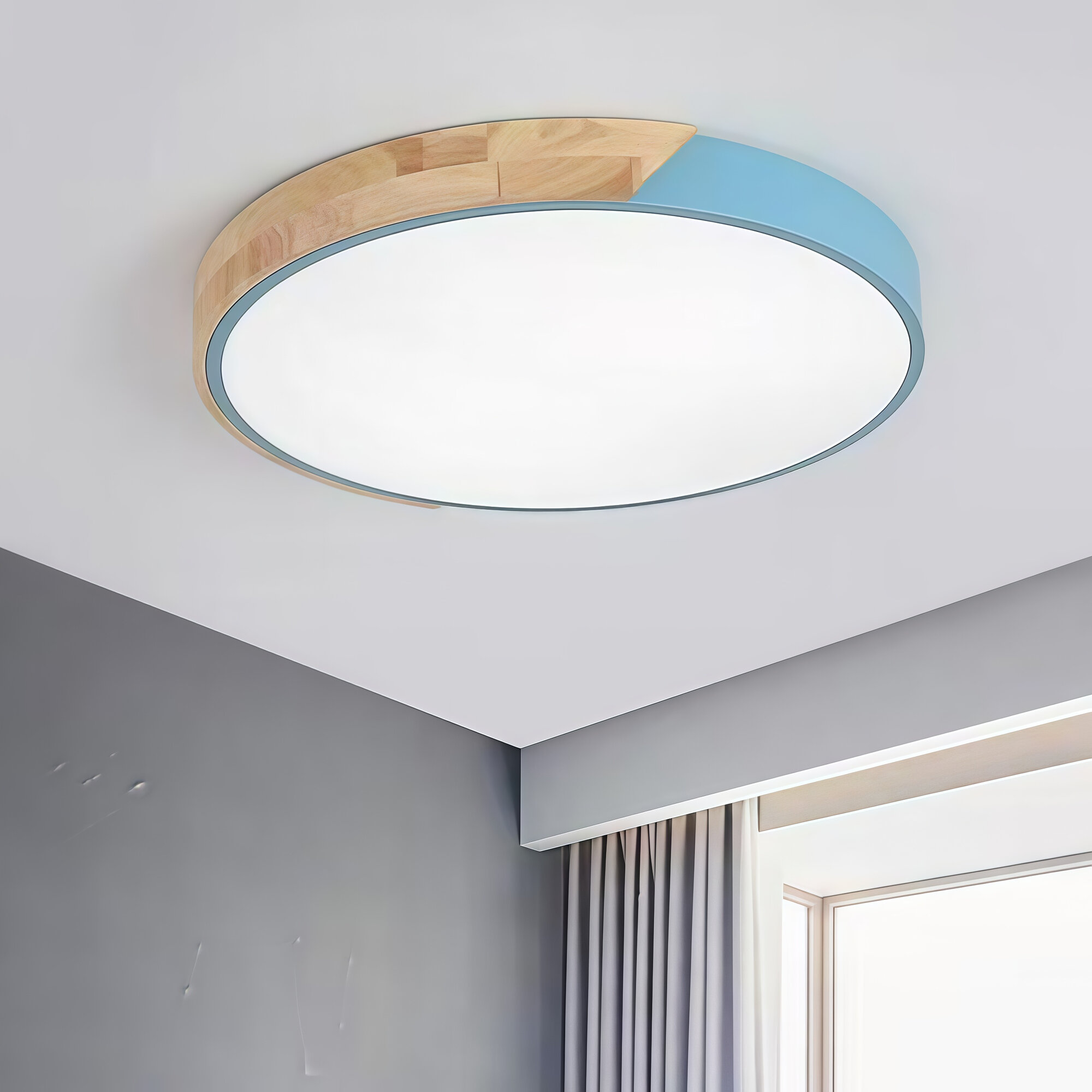 Потолочный светильник NoEnName_Null Macaron круглой формы, D40CM-24W, 220V-240V, Синий , White light-6000K